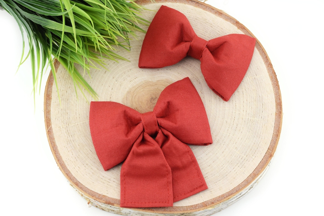 Solid Red Dog Collar Bow ~ Red Dog Collar Bow Tie ~ Girly Dog Collar ...