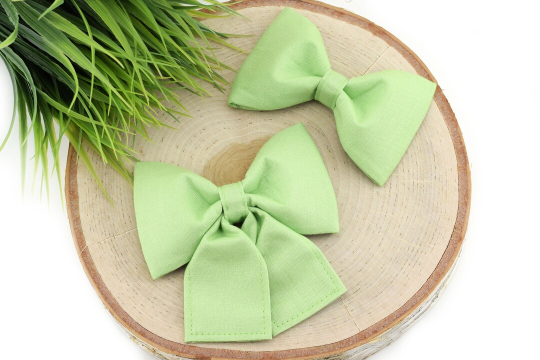 Solid Spring Green Dog Collar Bow ~ Solid Dog Collar Bow Tie ~ Girly ...
