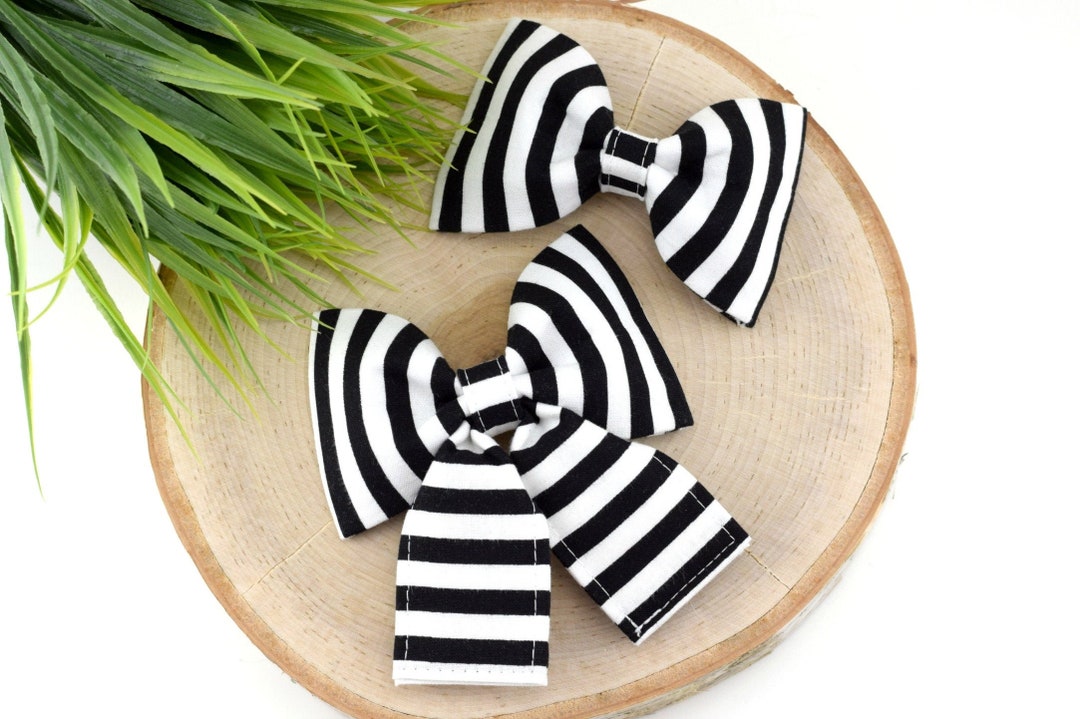 Striped Dog Collar Bow - Black & White ~ Striped Dog Collar Bow Tie ...