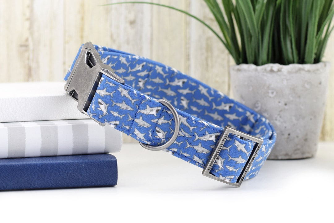 Shark Bite Dog Collar ~ Summer Fabric Dog Collar ~ Beach Fashion Dog ...