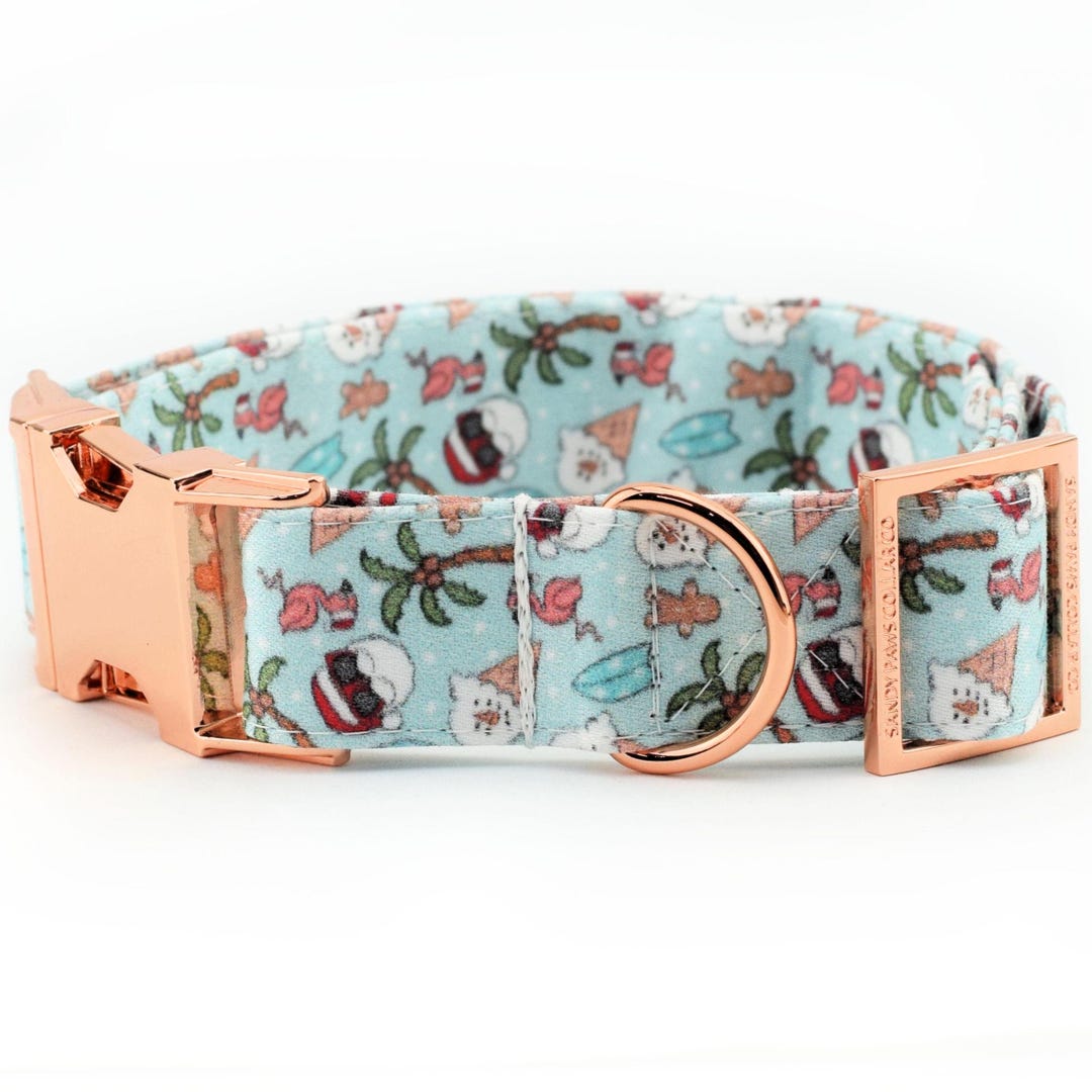 Christmas at the Beach Dog Collar - Christmas Winter Fabric Dog Collar ...
