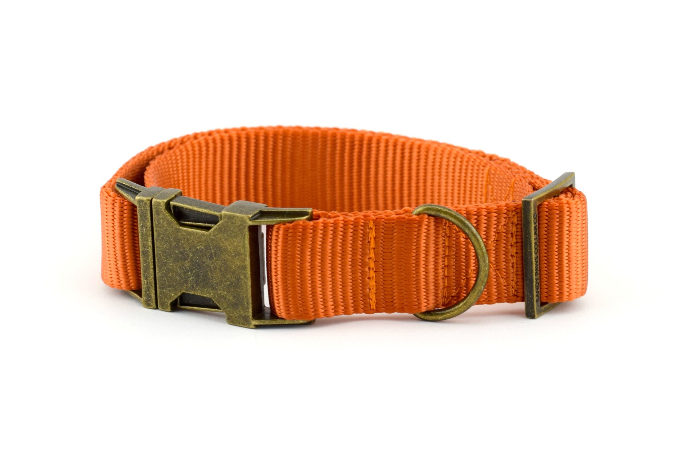 Webbing Dog Collar Solid Burnt Orange Solid Nylon Webbing - Etsy