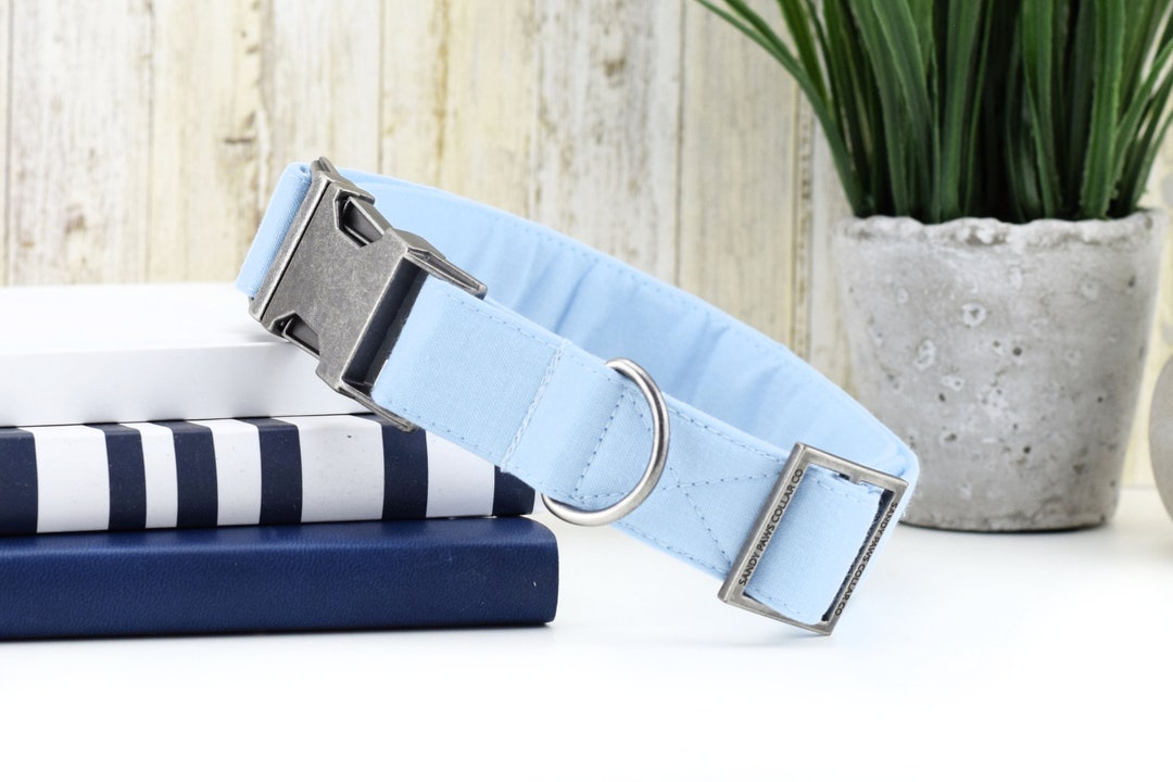 Solid Light Blue Dog Collar ~ Solid Cotton Fabric Dog Collar ~ Fashion ...