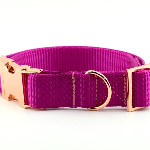 Webbing Dog Collar Solid Raspberry Solid Nylon Webbing Dog - Etsy