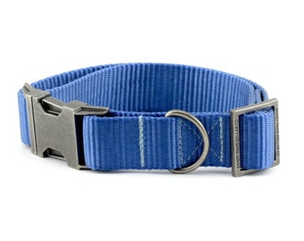 Webbing Dog Collar Solid Azure Blue Solid Nylon Webbing - Etsy