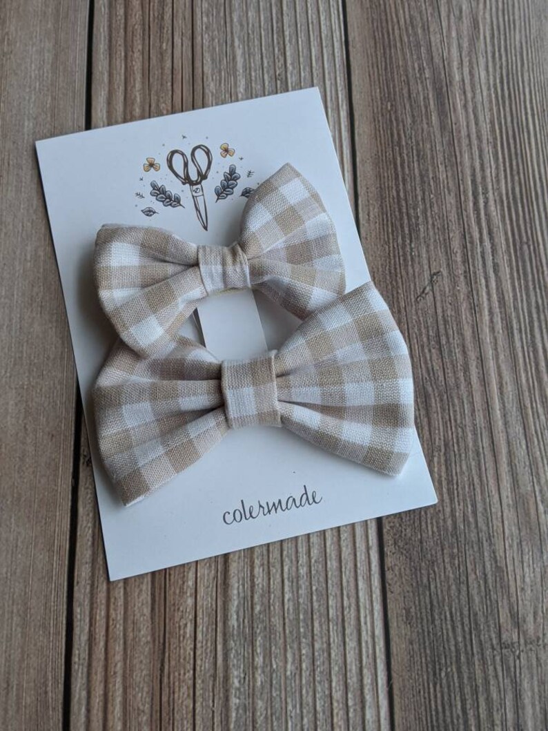 Tan and White Check Brother-sister Matching Bow Tie & Hair Bow Set - Etsy