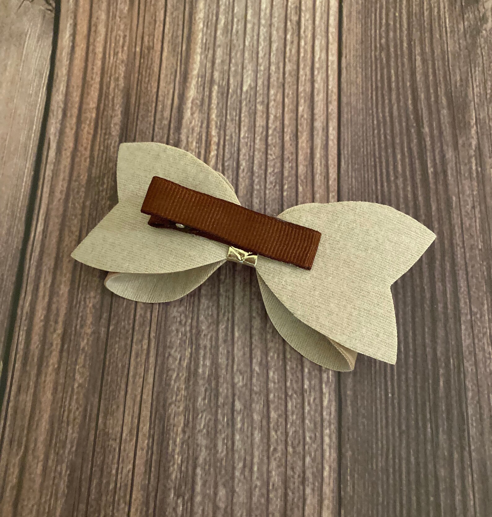 Mushroom and Gold Faux Leather Hair Bow-fall - Etsy