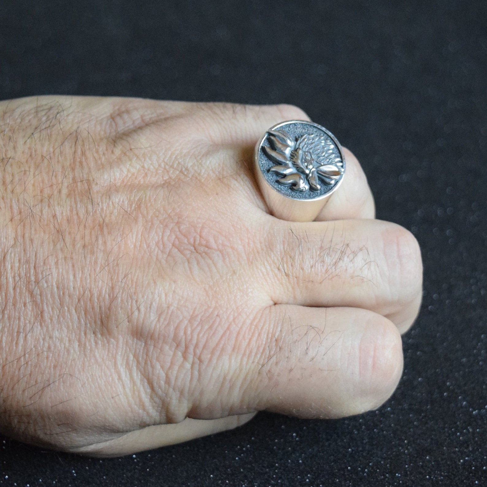 Rooster Sterling Silver Men Signet Ring Cockerel Animal | Etsy