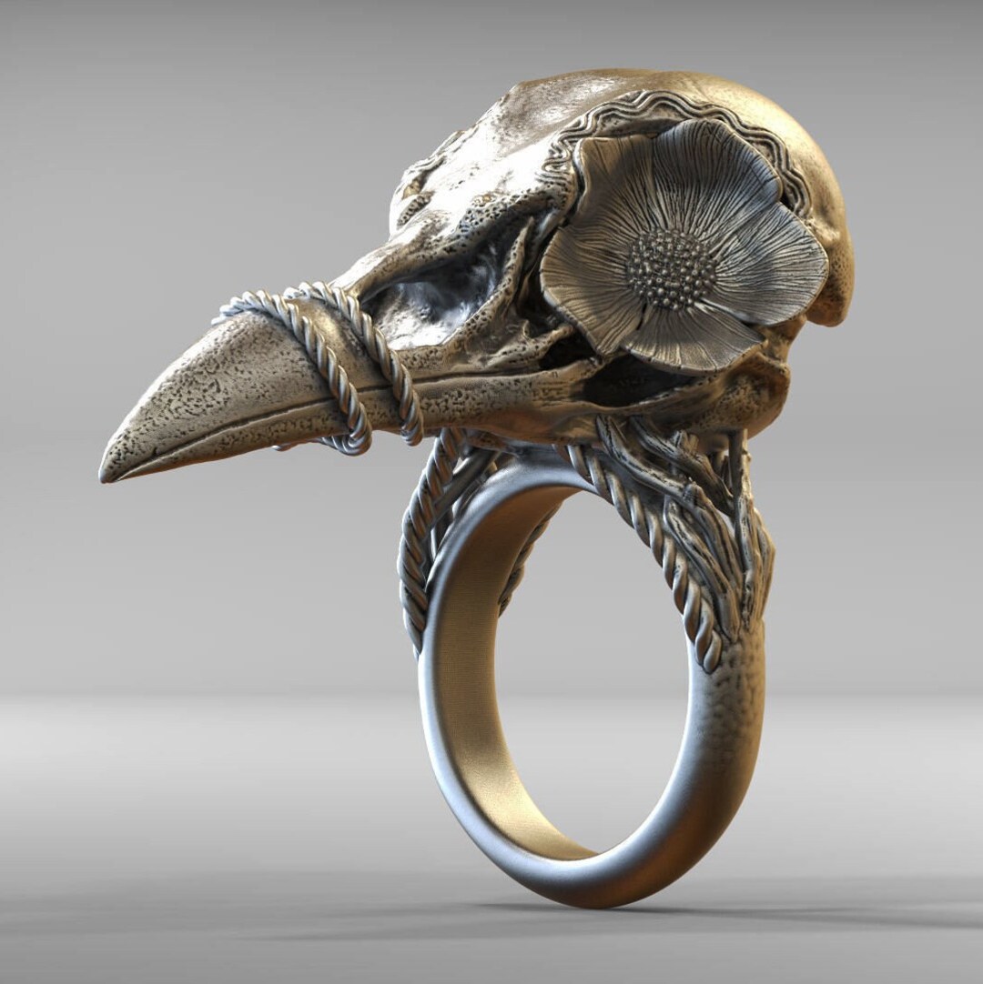 Raven Norse Ring, Crow Bird Skull Ring, Witchy Pagan Ring, Viking Ring ...