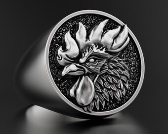 Rooster Signet Ring - Etsy