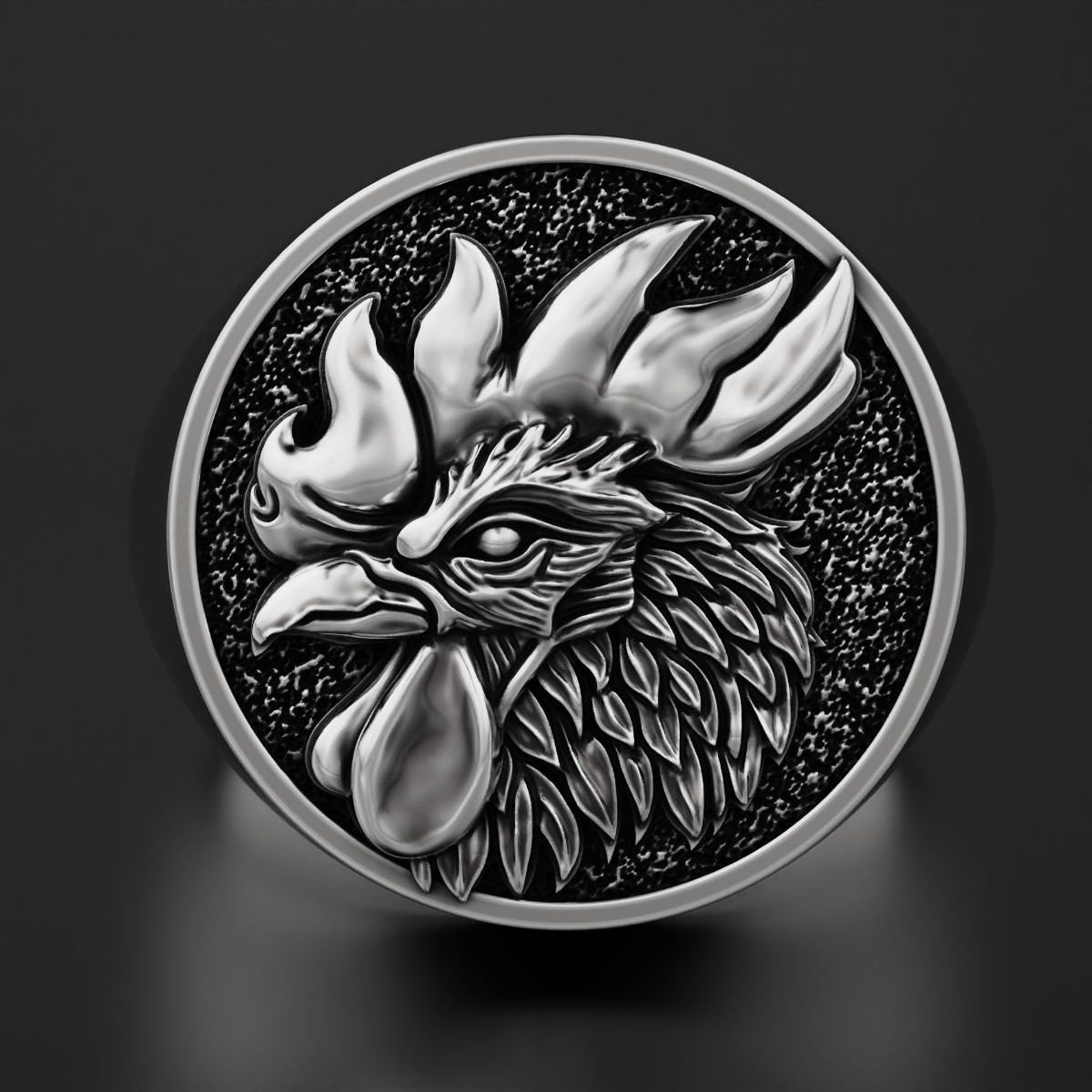 Rooster Sterling Silver Men Signet Ring Cockerel Animal | Etsy