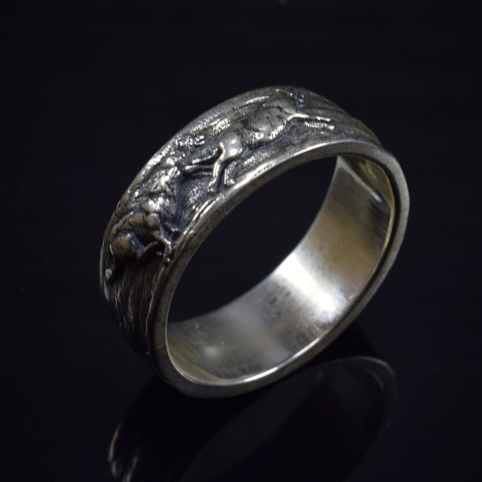 Wolf Ring Norse Wolfs Band Wolf Wedding Band Wolfs Pack - Etsy