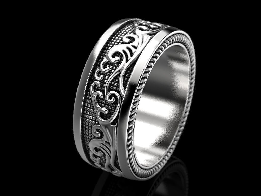 Wave Ring Personalized Ring Ocean Waves Ring Thumb Ring | Etsy