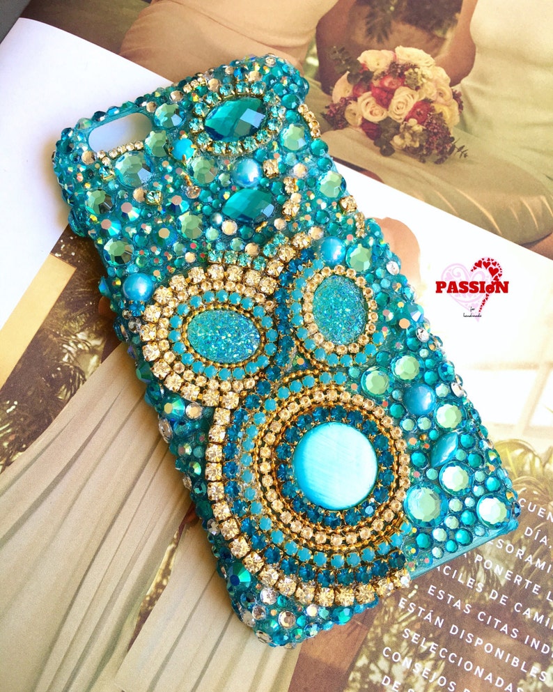 Turquoise bling phone case, rhinestone phone case, sparkle phone case ...