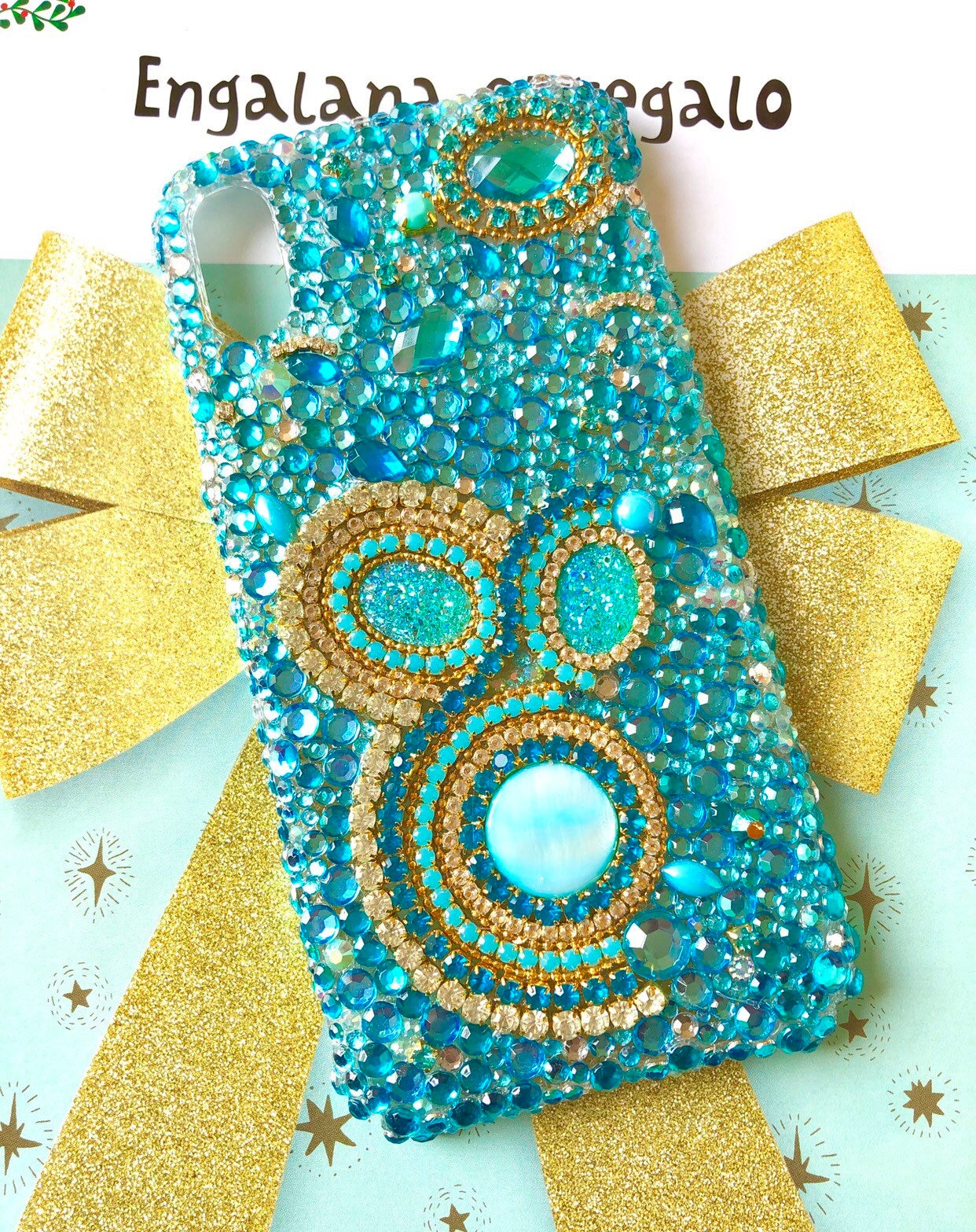 Turquoise bling phone case, rhinestone phone case, sparkle phone case ...