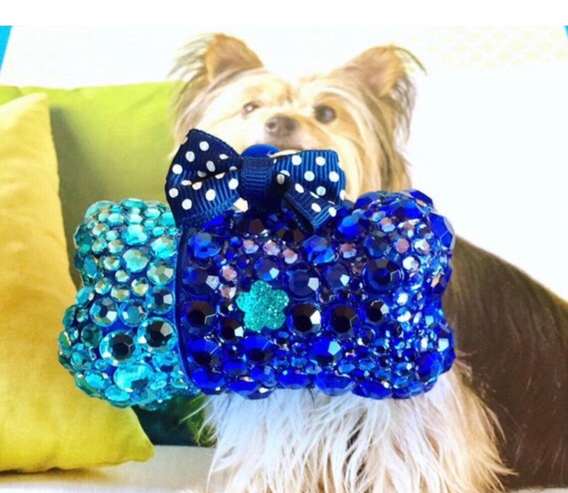 Blue DOG poop bag HOLDER. FASHION accessories for dogs | Etsy