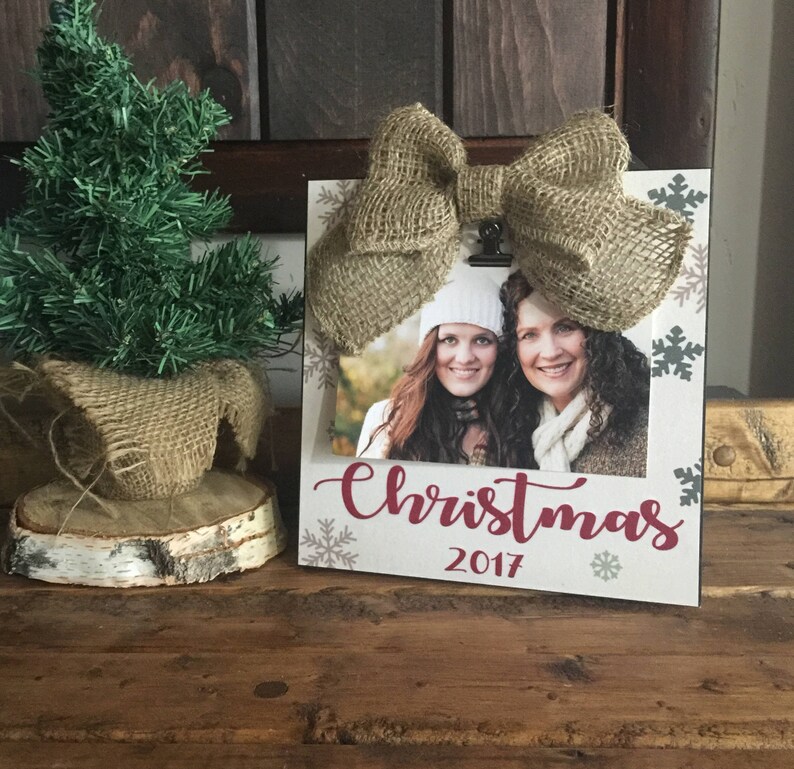 Christmas Picture Frame Rustic Christmas Decor Burlap Bow - Etsy