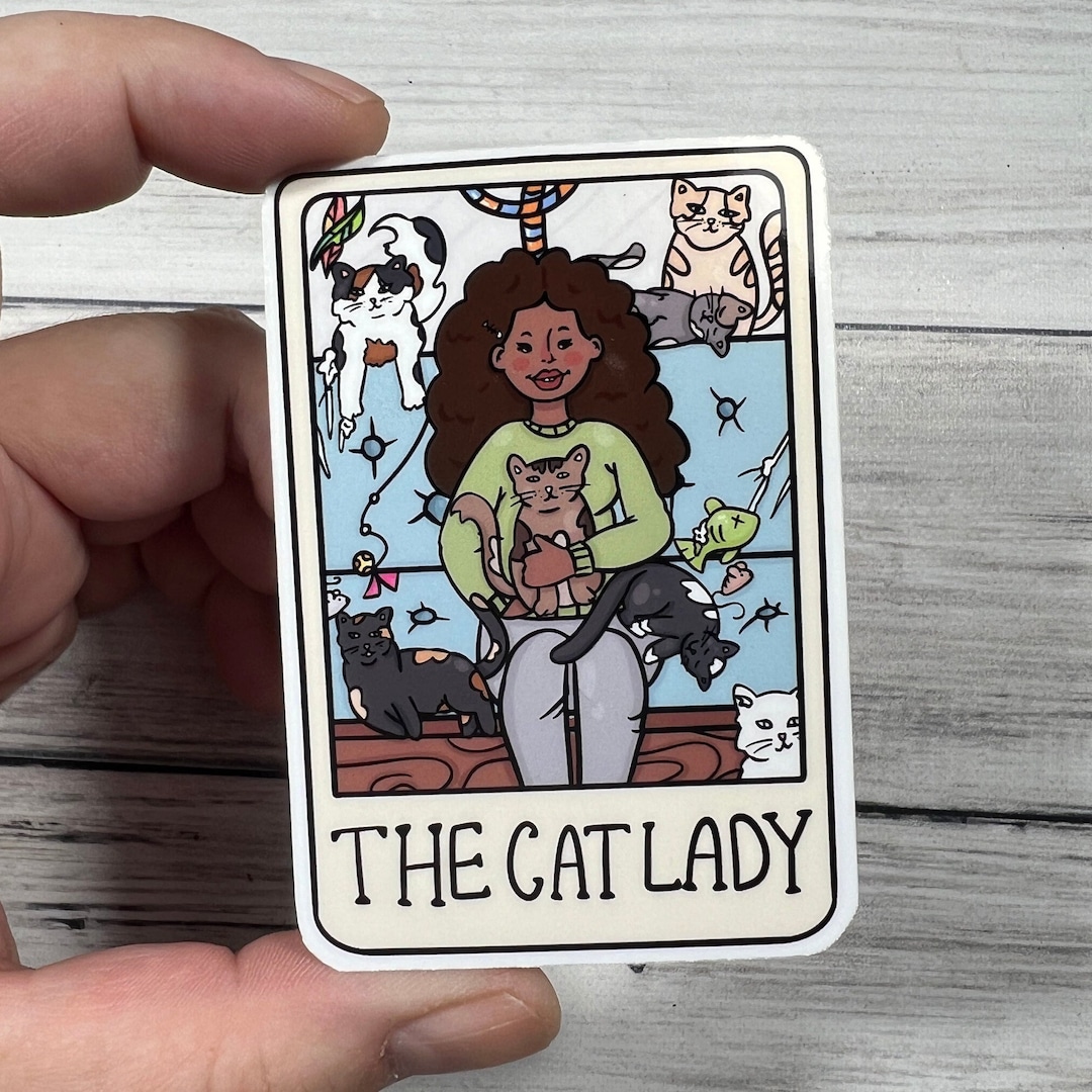 The Cat Lady Tarot Card Glossy Vinyl Water Resistant Sticker High ...