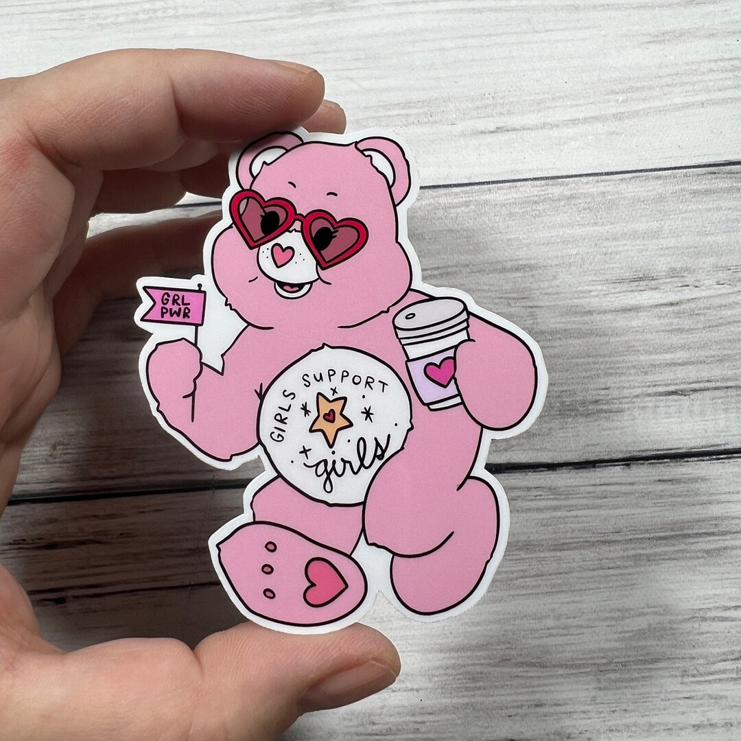 Feminist Care Bear Glossy Vinyl Water Resistant Sticker High-quality ...