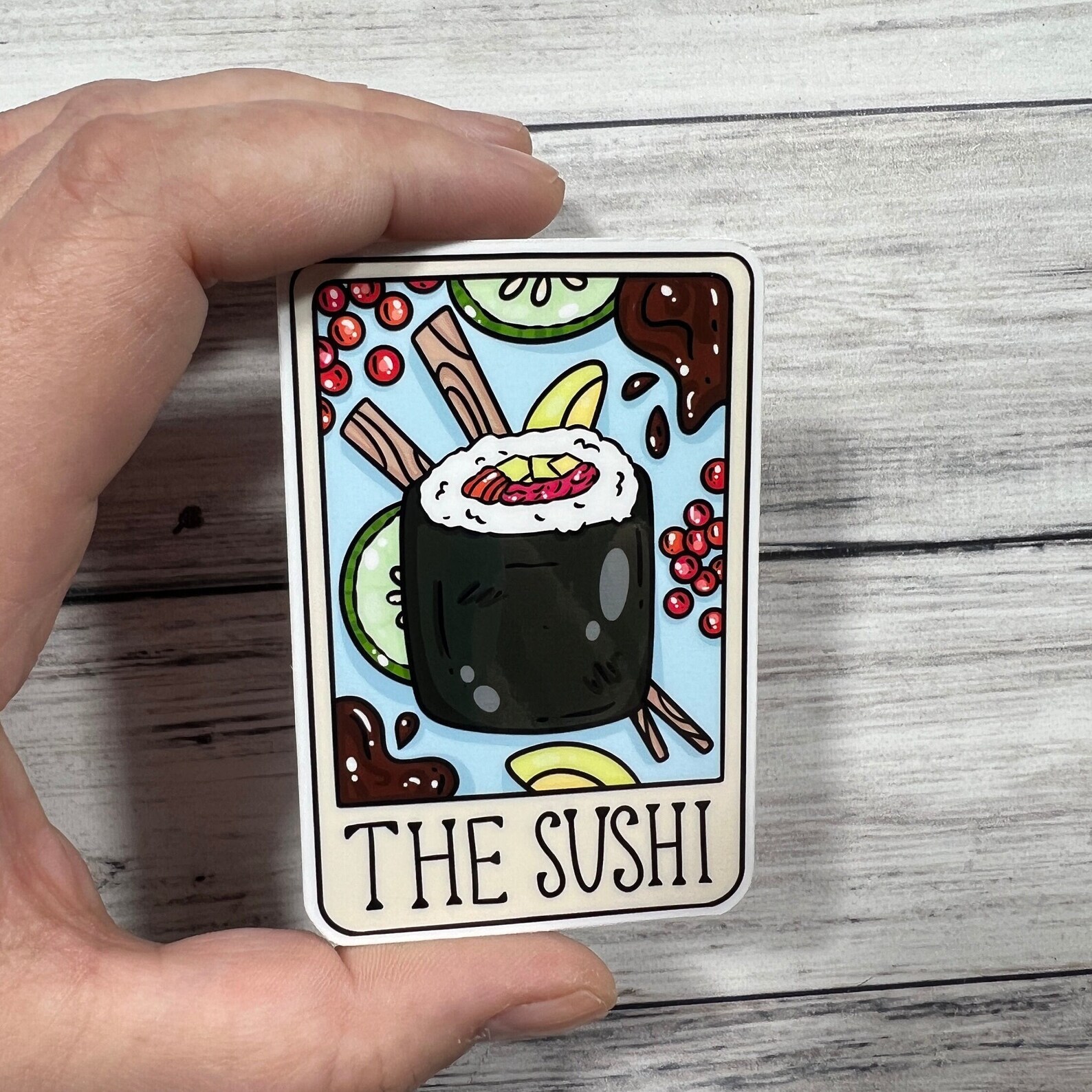 The Sushi Tarot Card Glossy Vinyl Water Resistant Sticker High-quality ...