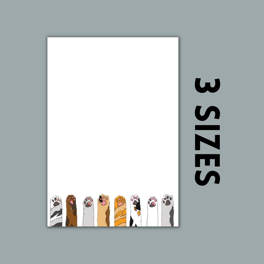Cat Paw Notepad 30 Sheets 70lb Text Paper Cat Paw Note Pad Tabby Calico ...