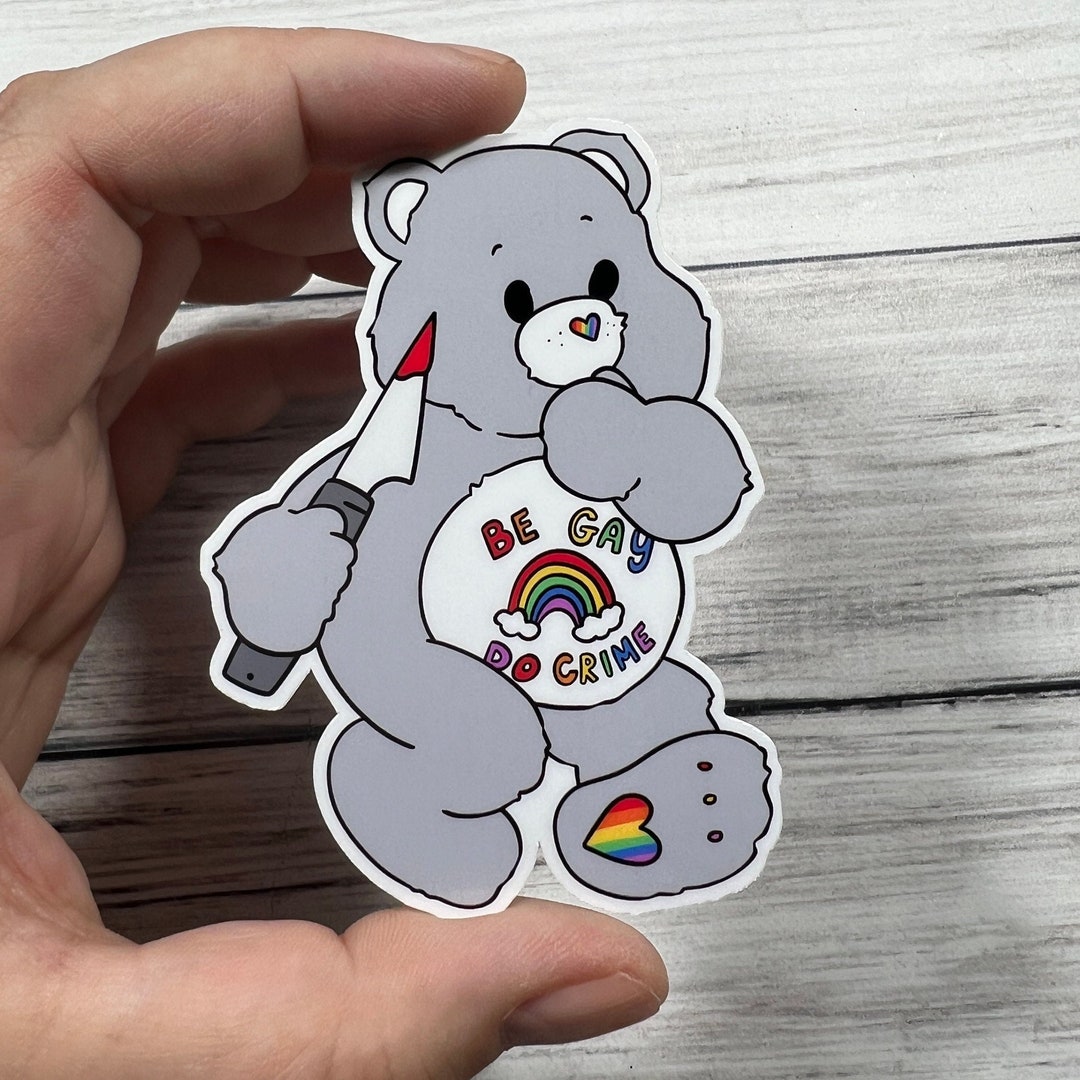 Gay Care Bear Glossy Vinyl Water Resistant Sticker High-quality Art ...