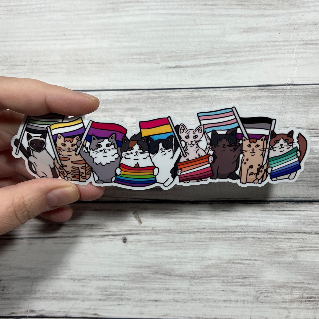 Cat Pride Flag Glossy Vinyl Water Resistant Sticker High-quality Art ...