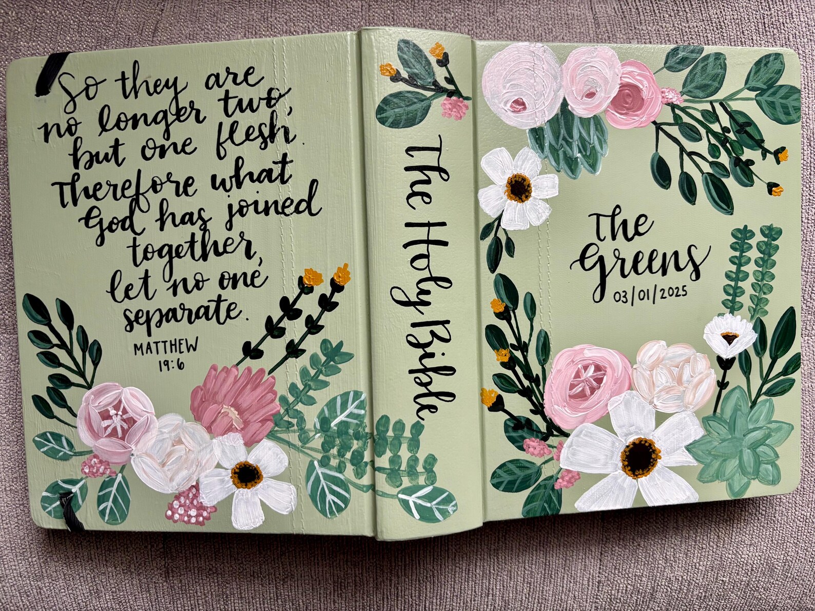 Custom Painted Wedding Bible//personalized Hand Painted Bible//niv ESV ...