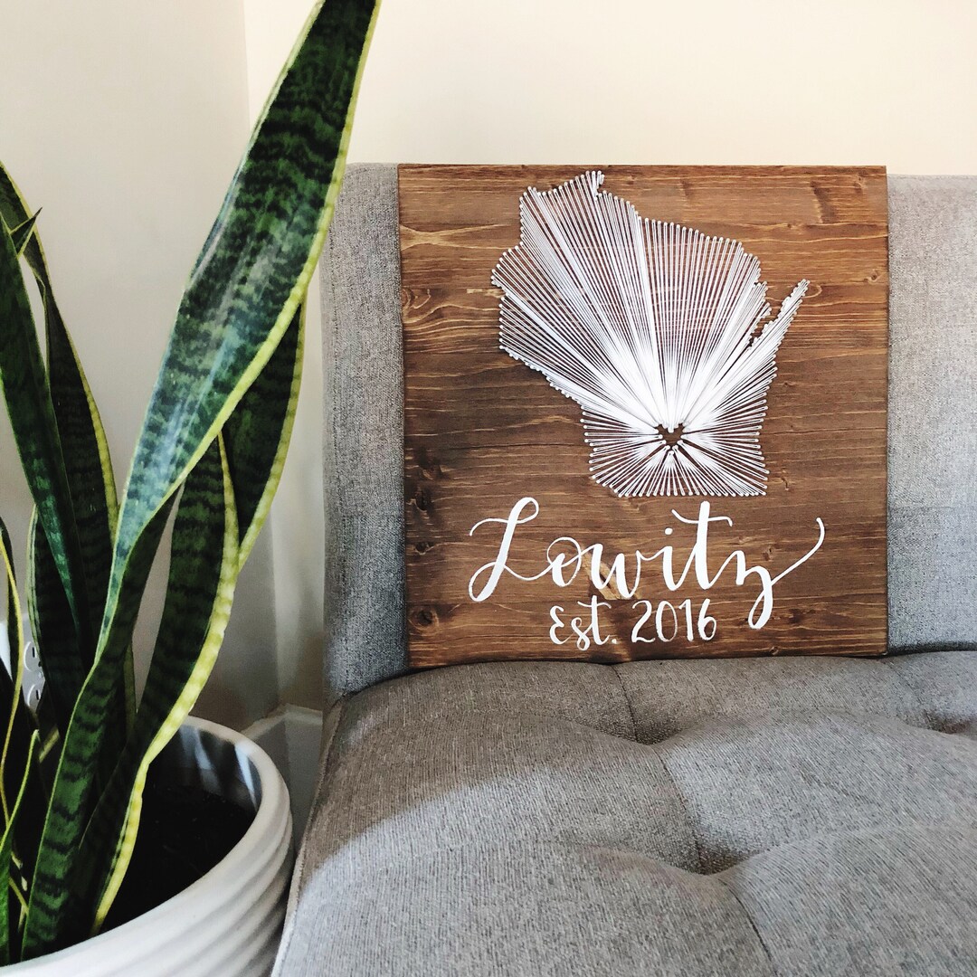 State String Art Sign With Family Name, Personalized Wedding Gift, Home ...