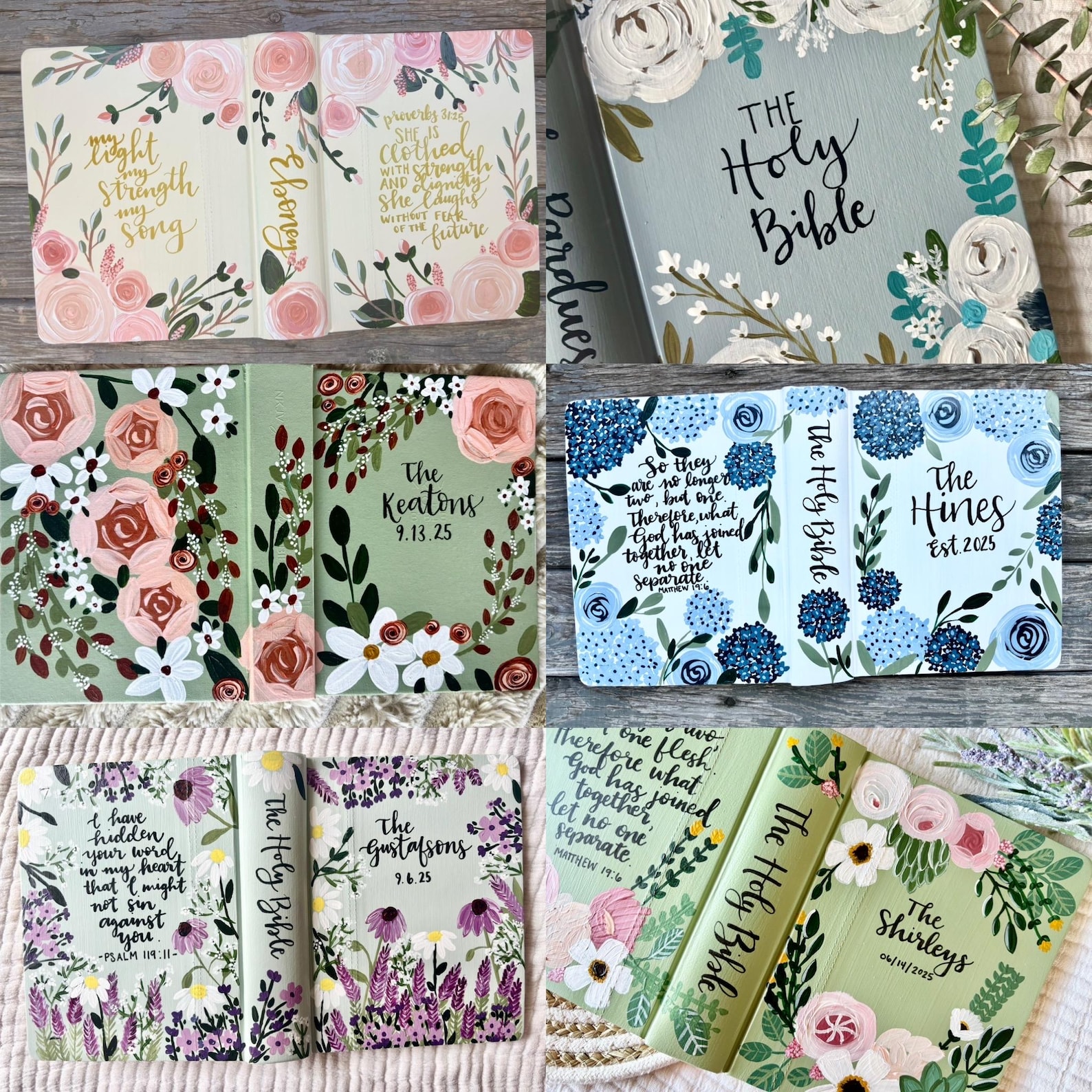 Custom Painted Wedding Bible//personalized Hand Painted Bible//niv ESV ...