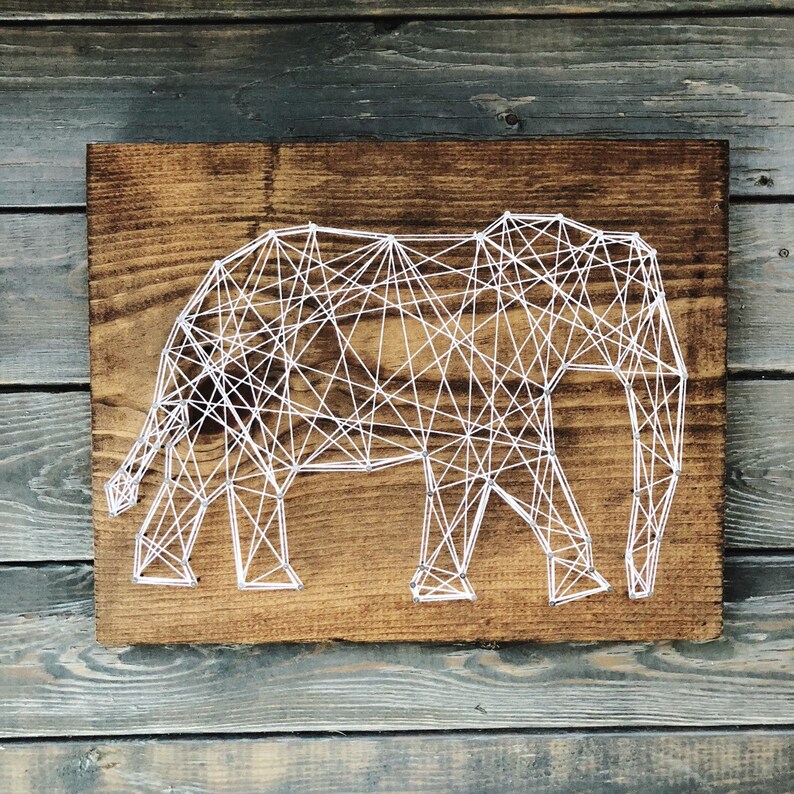Elephant string art geometric elephant sign african nursery | Etsy