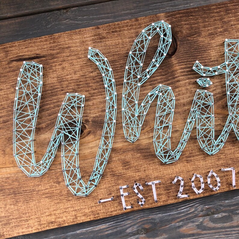 String art name sign/ cotton anniversary gift for her/ last | Etsy