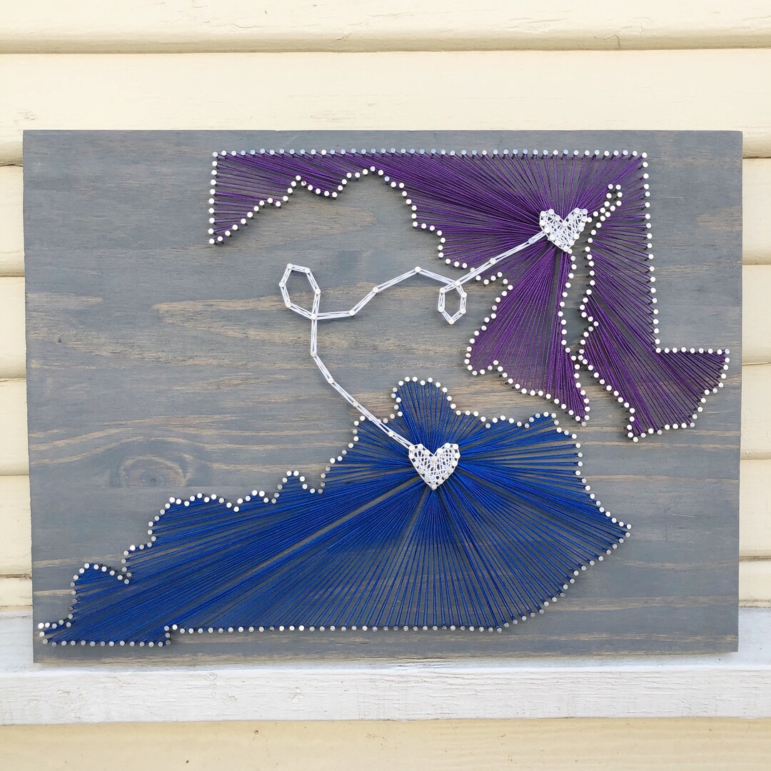 Two State String Art Sign/ Cotton Anniversary Gift/ Second Anniversary ...