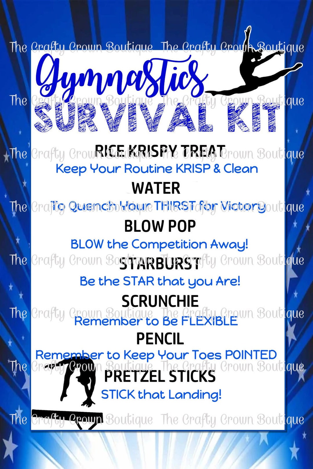 Gymnastics Competition Survival Kit Gymnast Gift Tag INSTANT DOWNLOAD ...