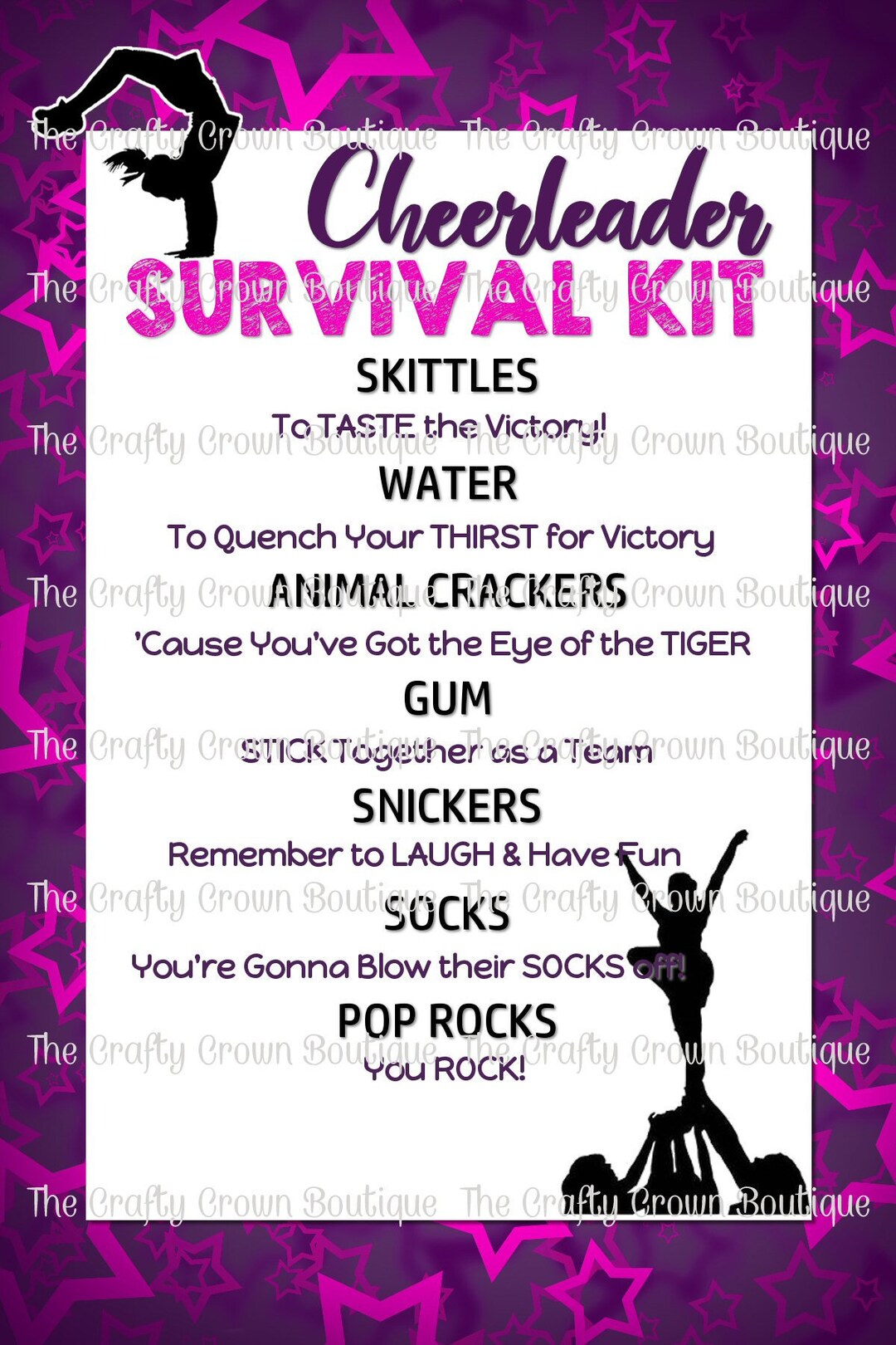 Cheerleading Cheer Competition Survival Kit Cheer Gift Tag INSTANT ...