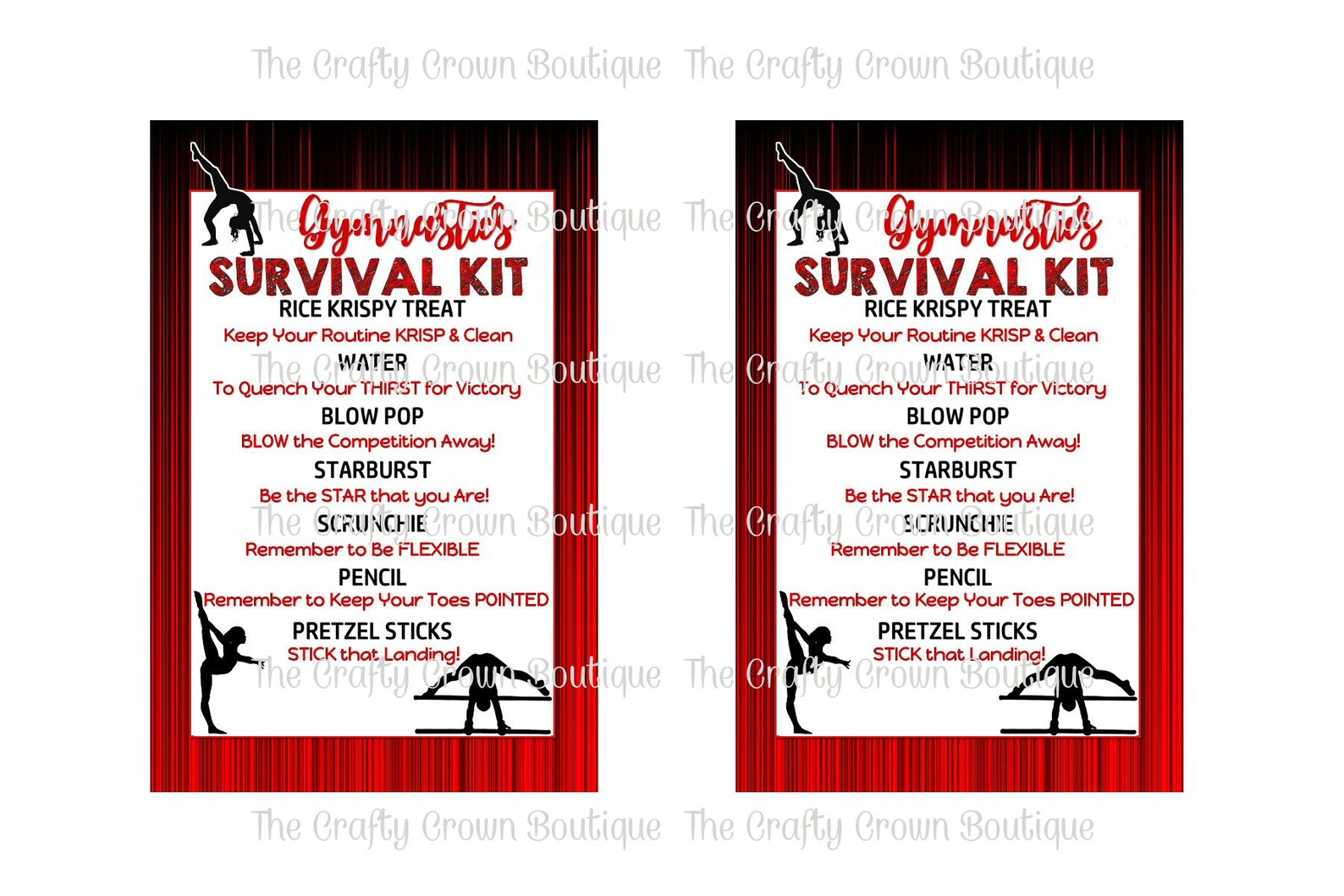 Gymnastics Competition Survival Kit Gymnast Gift Tag INSTANT DESCARGAR ...