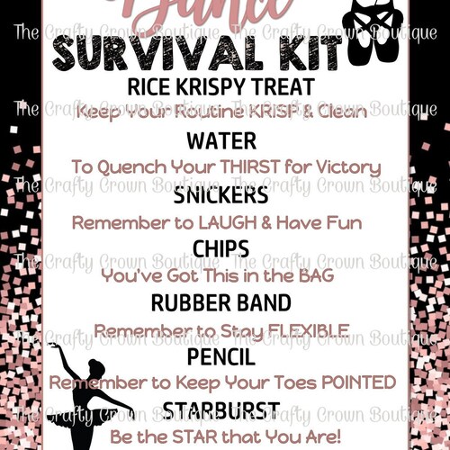 Dancer Dance Competition Survival Kit Cheer Gift Tag INSTANT - Etsy