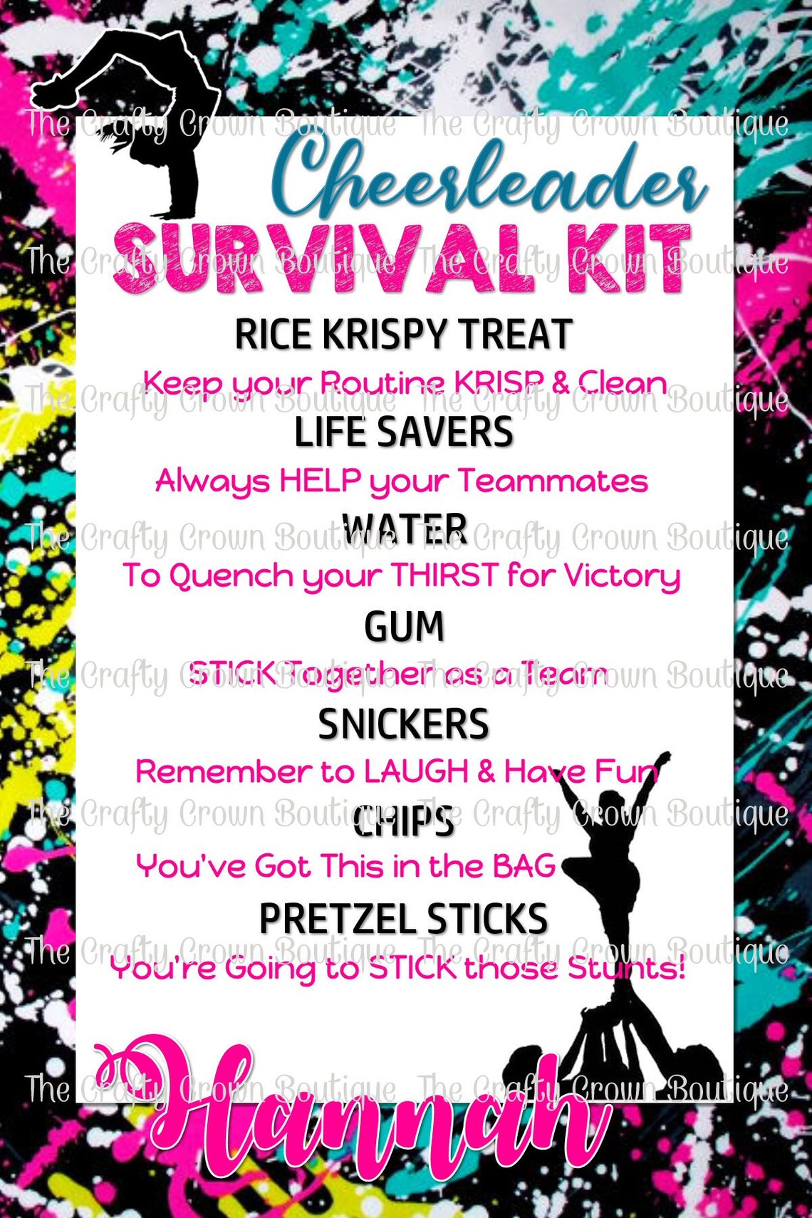 Cheerleading Cheer Competition Survival Kit Cheer Gift Tag - Etsy