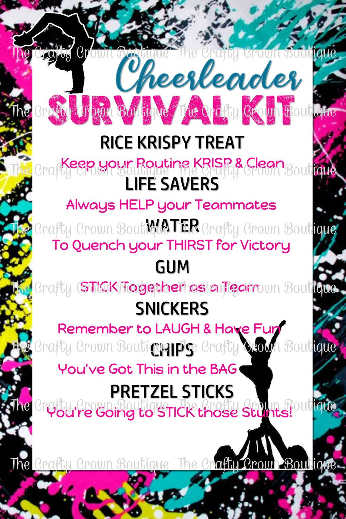 Cheerleading Cheer Competition Survival Kit Cheer Gift Tag - Etsy