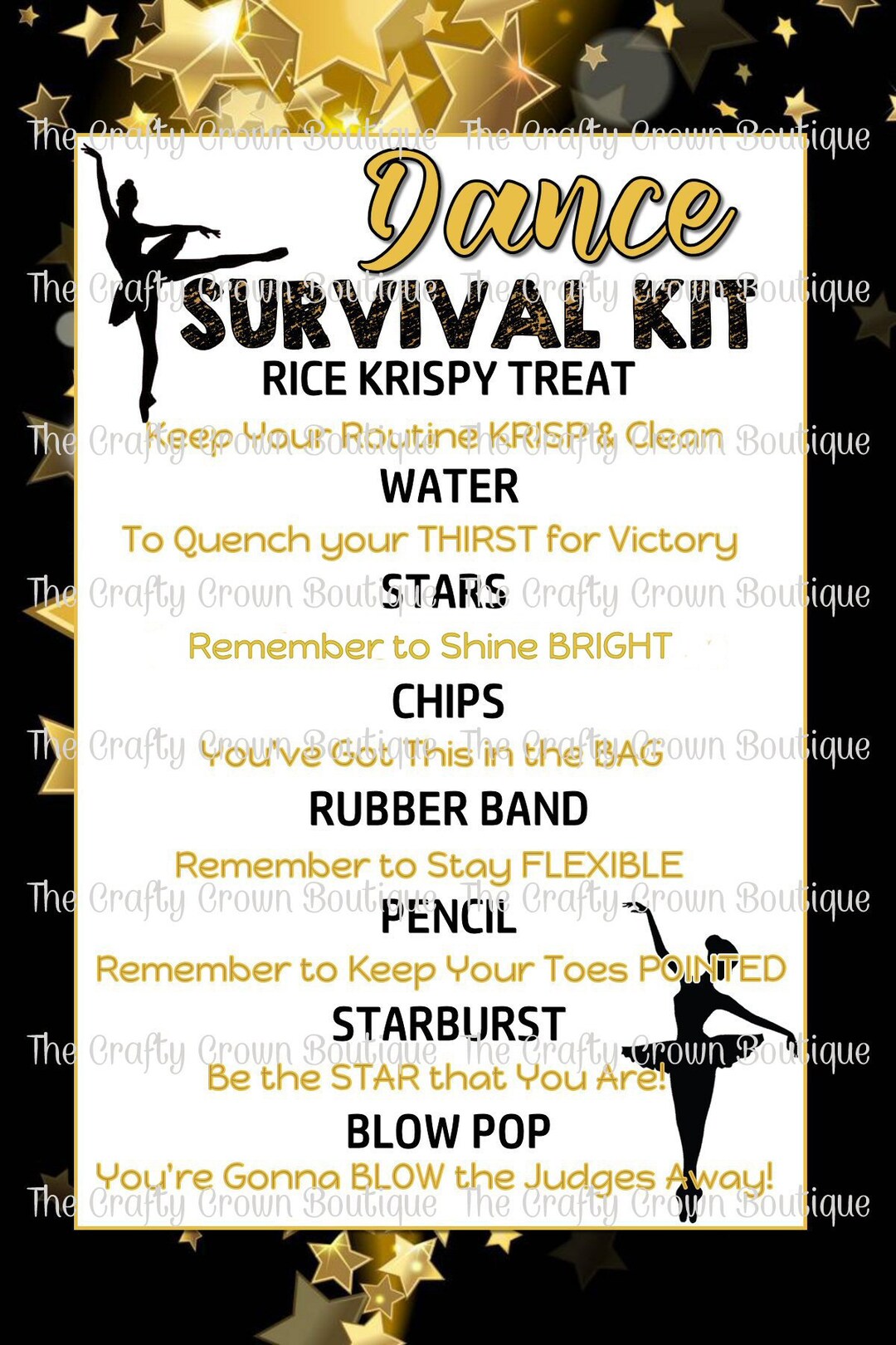 Dancer Dance Competition Survival Kit Cheer Gift Tag INSTANT DOWNLOAD ...