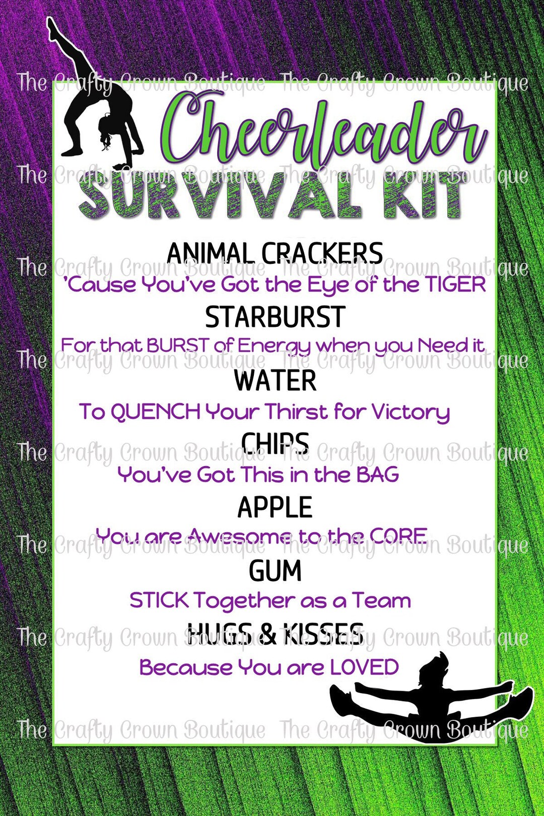 Cheerleading Cheer Competition Survival Kit Cheer Gift Tag INSTANT ...
