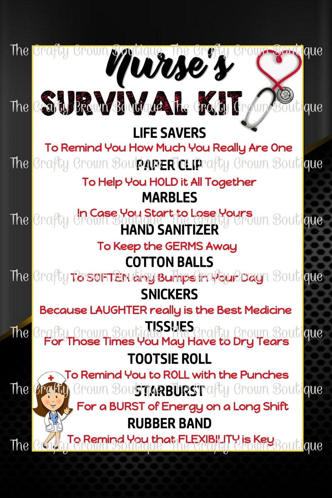 Nurse Survival Kit Medical RN Gift Tag INSTANT DOWNLOAD 4x6 & 5x7 ...