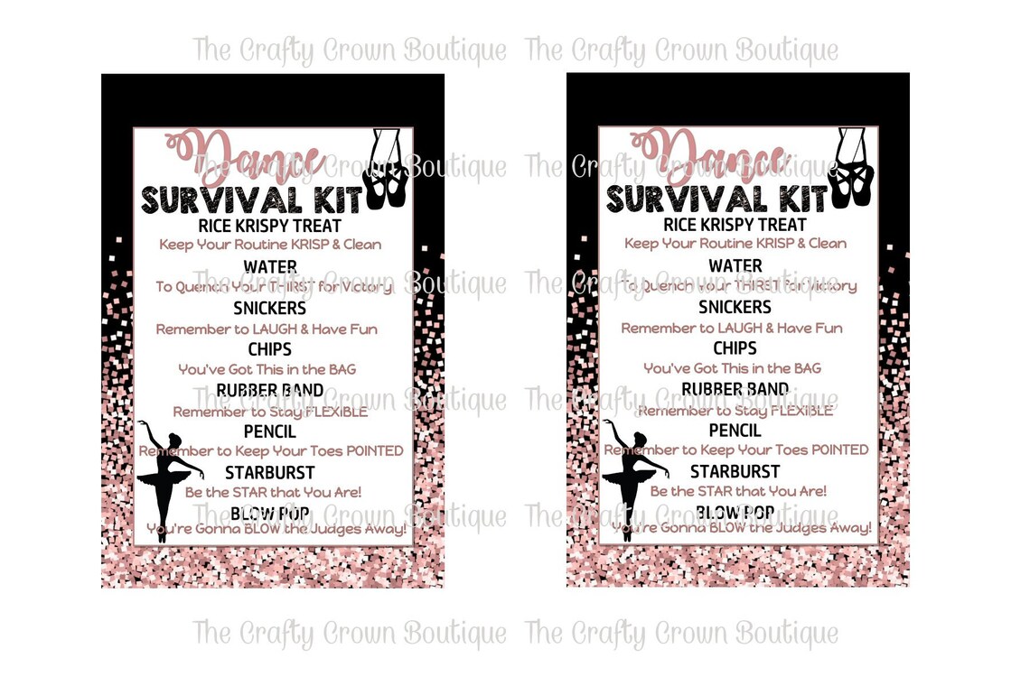 Dancer Dance Competition Survival Kit Cheer Gift Tag INSTANT - Etsy