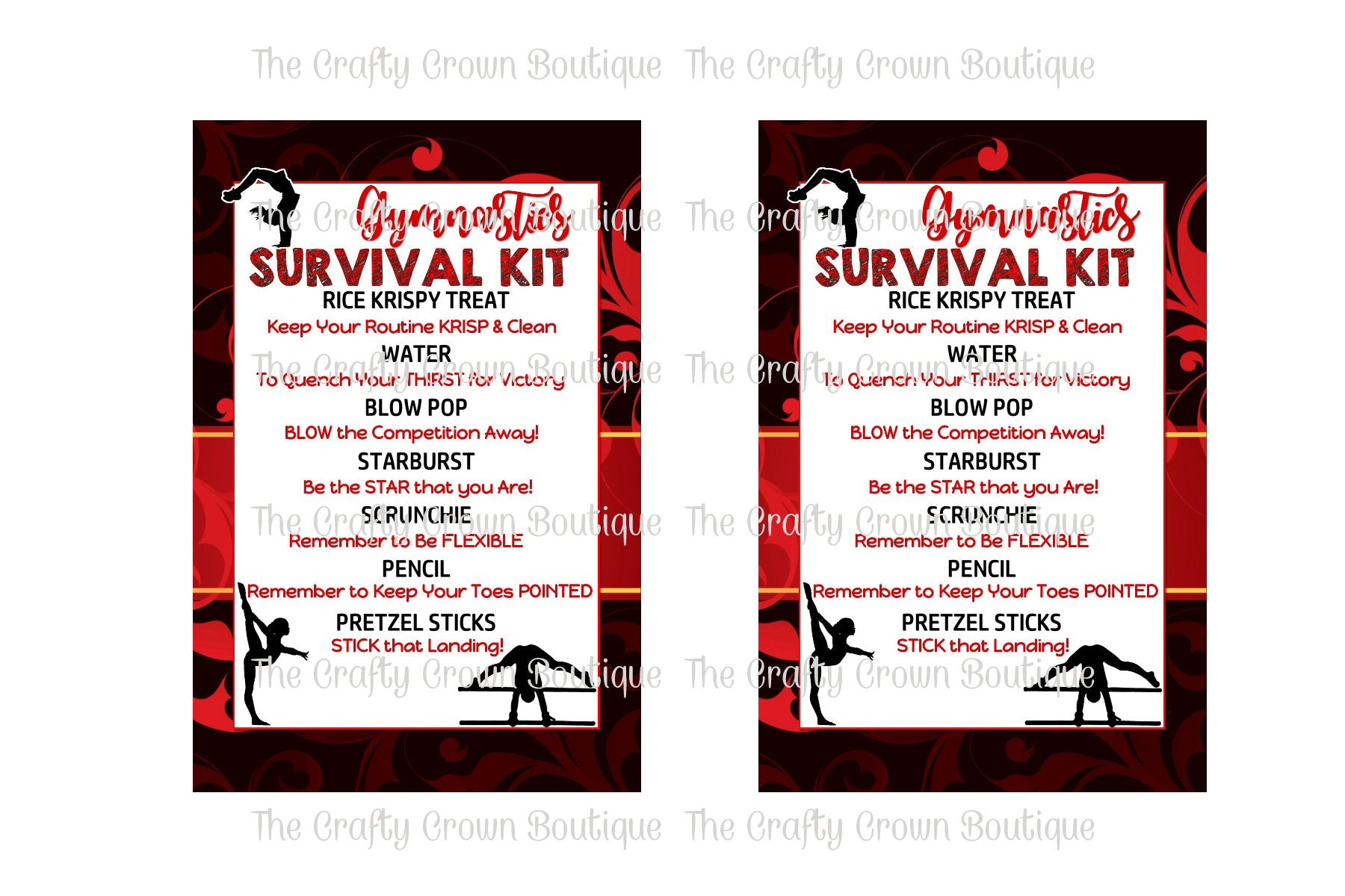 Gymnastics Competition Survival Kit Gymnast Gift Tag INSTANT DOWNLOAD ...