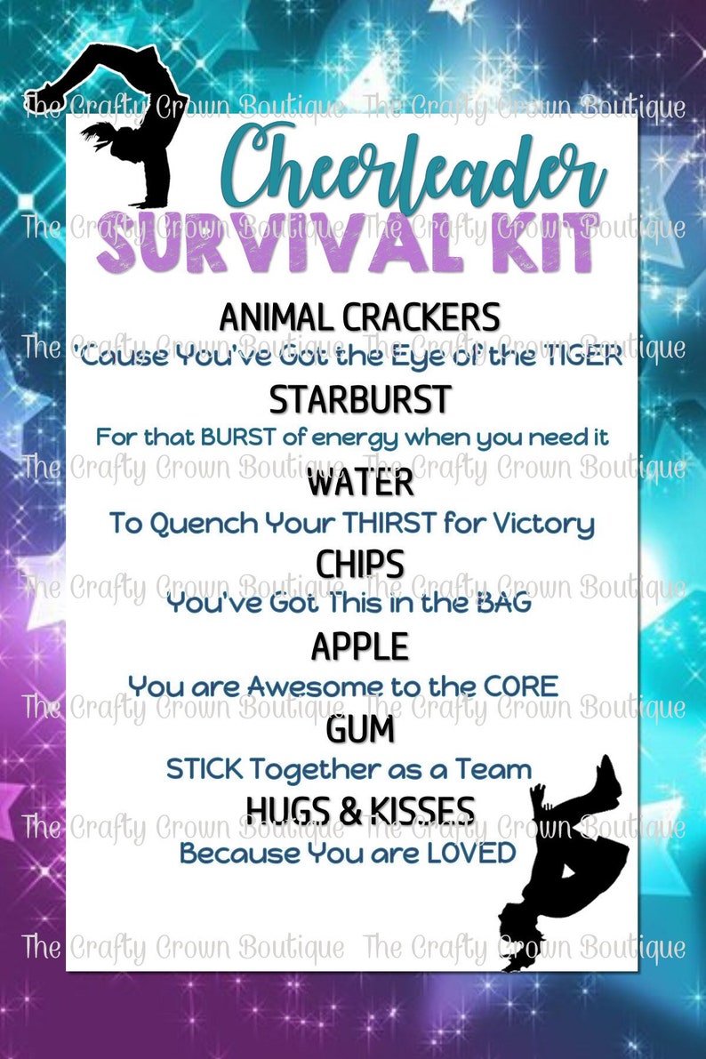 Cheerleading Cheer Competition Survival Kit Cheer Gift Tag INSTANT ...