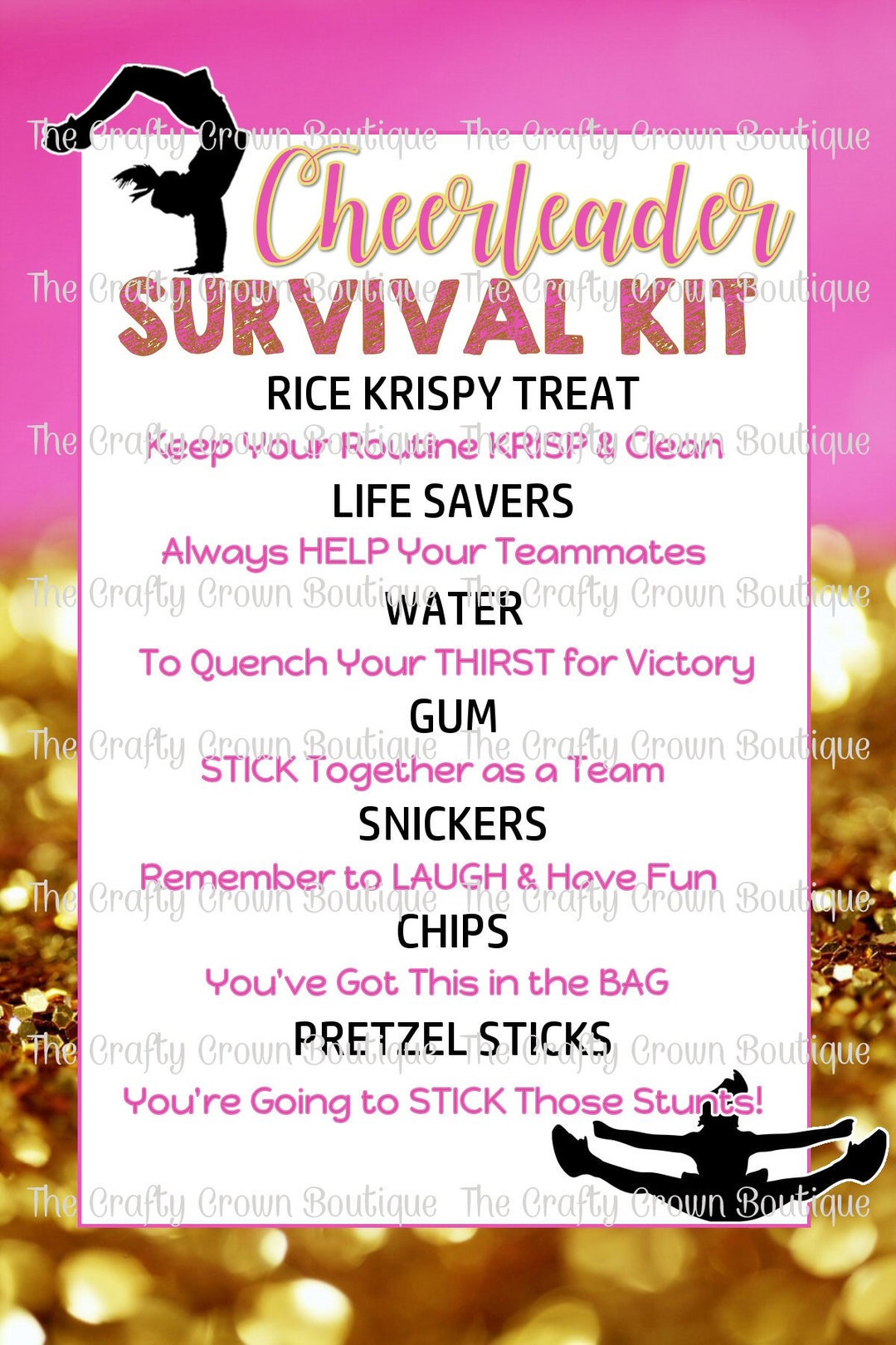 Cheerleading Cheer Competition Survival Kit Cheer Gift Tag INSTANT ...