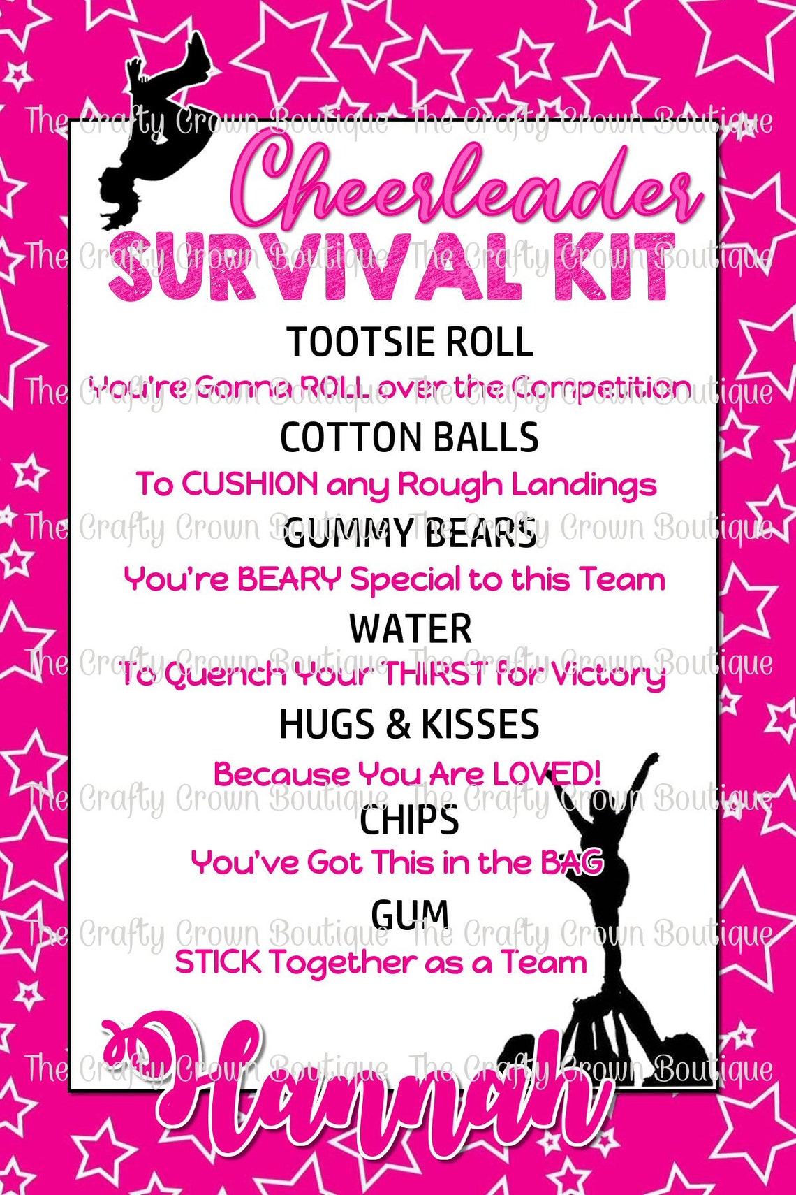Cheerleading Cheer Competition Survival Kit Cheer Gift Tag - Etsy