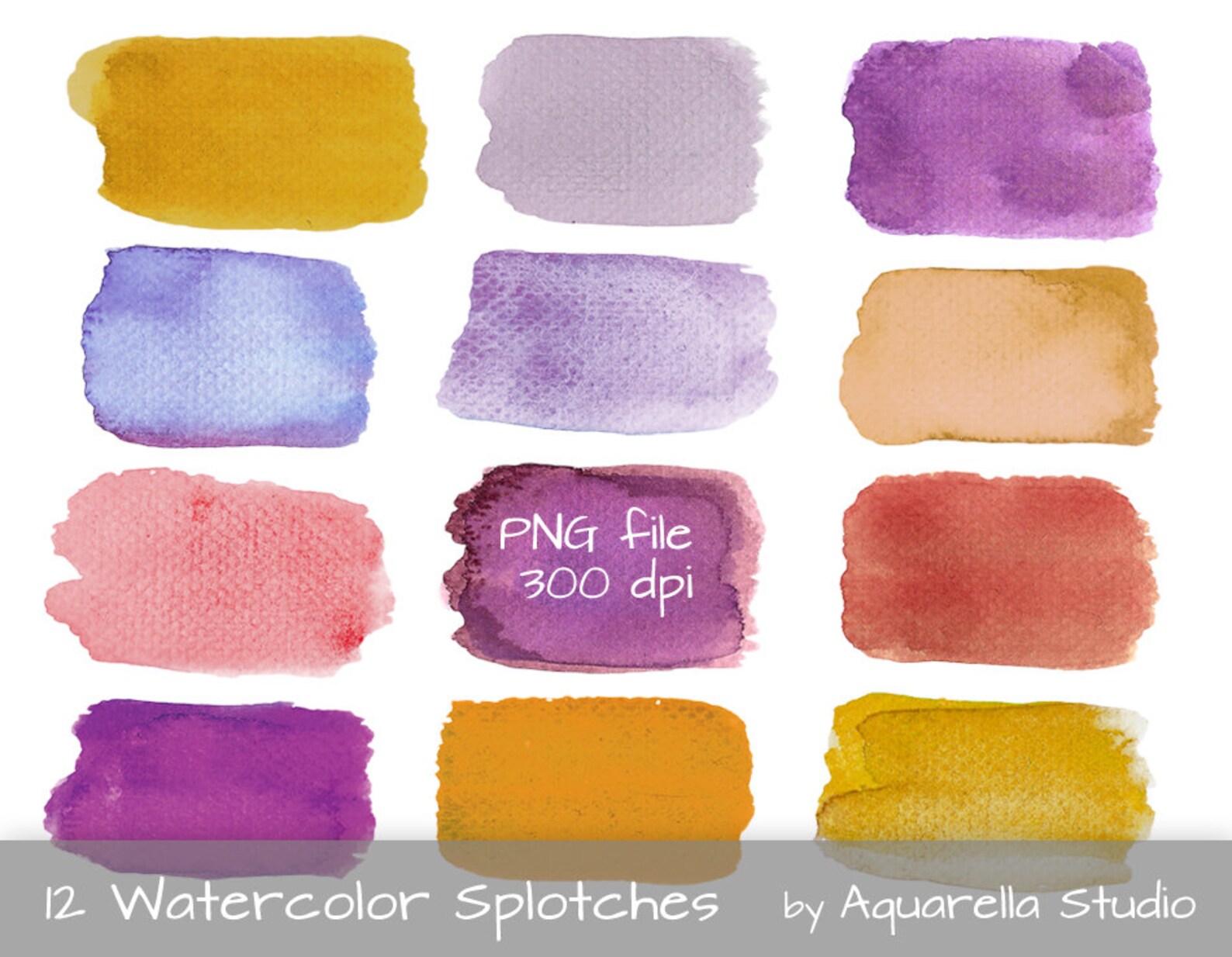 Watercolor Splotches - Watercolor Brush Strokes - Watercolor Clipart ...