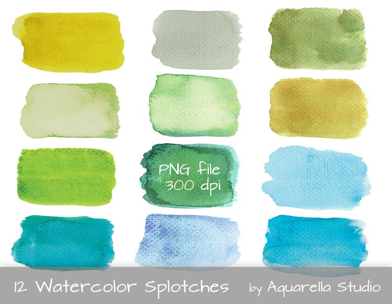 Watercolor Splotches - Watercolor Brush Strokes - Watercolor Clipart ...