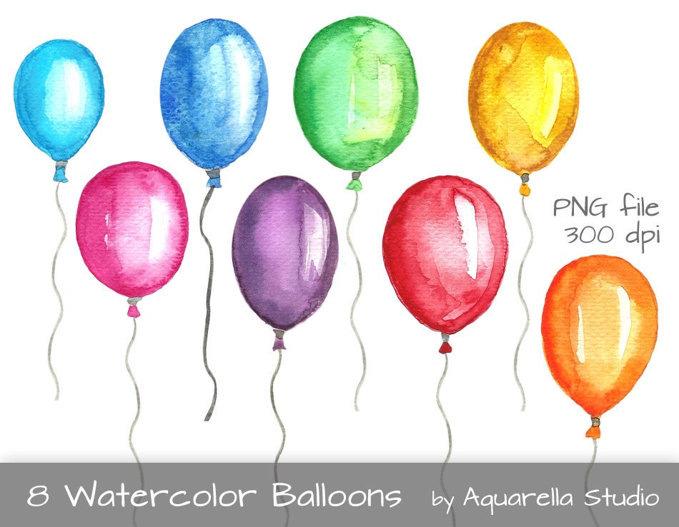 Watercolor Balloons - Watercolor Balloon - Watercolor Clipart ...